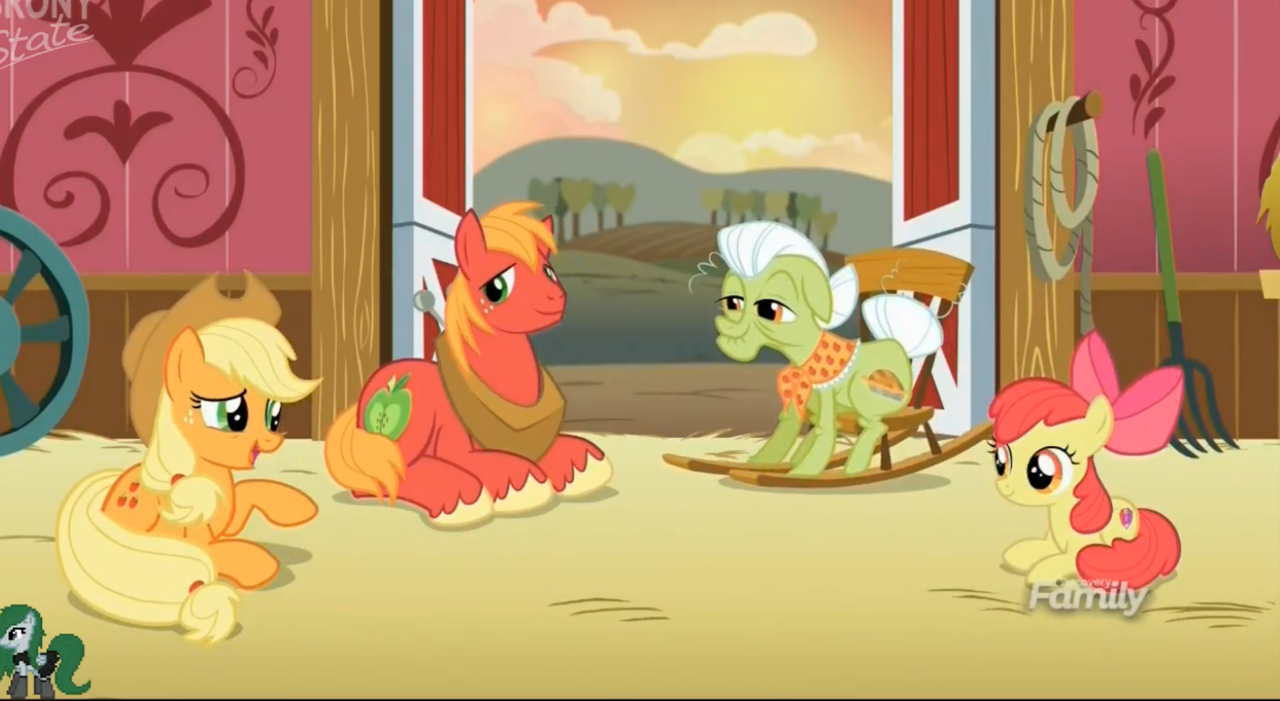 #1268003 - safe, screencap, apple bloom, applejack, big macintosh ...