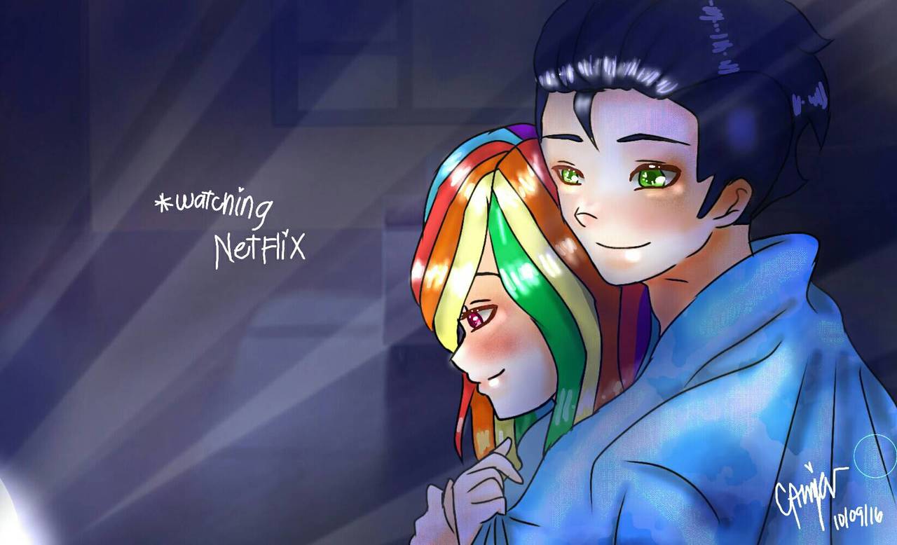 #1268994 - safe, artist:sirdashieyandere, rainbow dash, soarin', human ...