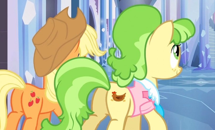 #1292646 - safe, screencap, applejack, chickadee, ms. peachbottom, earth pony, pony, g4, games ...