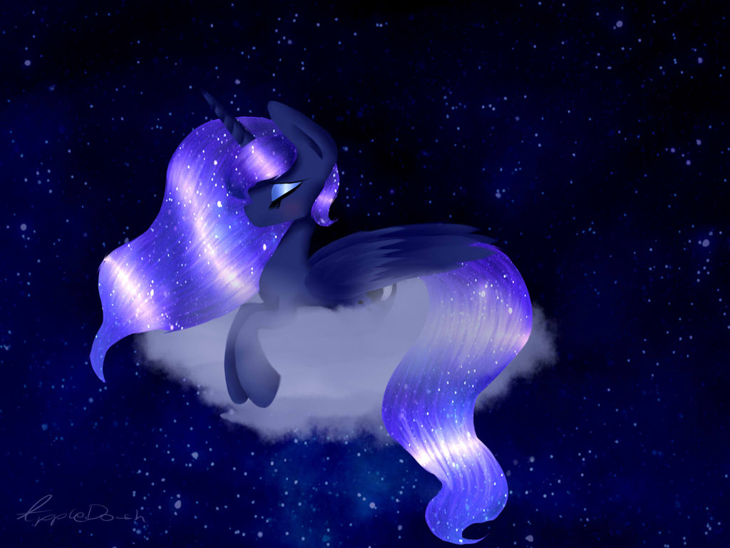 #1294825 - safe, artist:dashiepl, princess luna, cloud, eyes closed ...