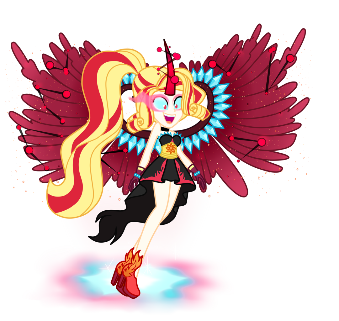 #1298882 - safe, artist:mixiepie, sunset shimmer, human, solar eclipse ...