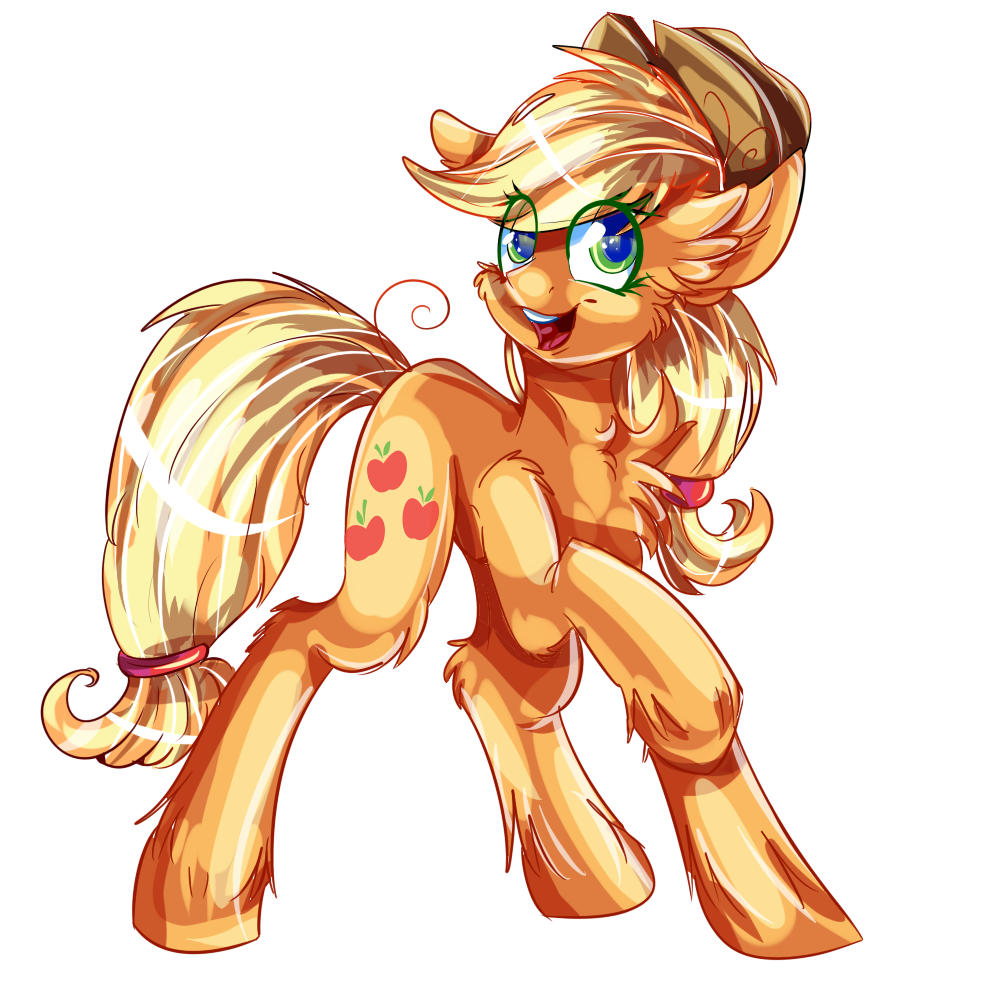 #1287207 - safe, artist:sunshinejoyyt, applejack, g4, chest fluff ...