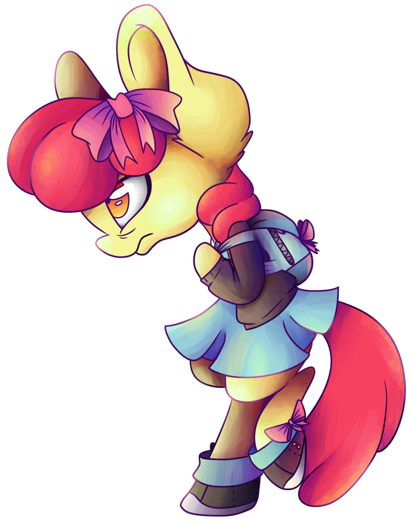#1303895 - safe, artist:cutepencilcase, apple bloom, semi-anthro ...