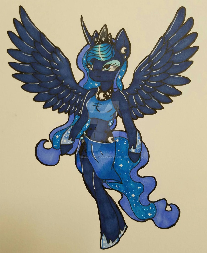 #1288051 - safe, artist:bleedingwings12, princess luna, anthro ...