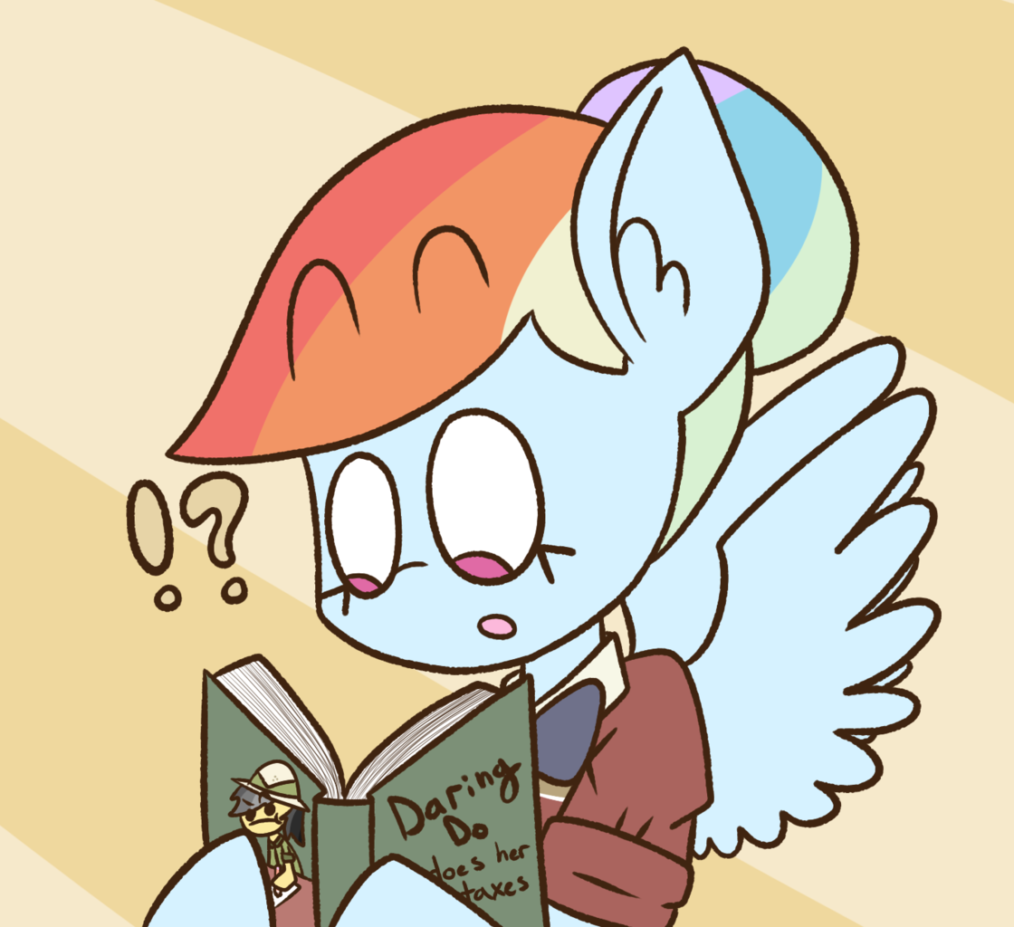 #1313841 - safe, artist:typhwosion, daring do, rainbow dash, pony, book ...