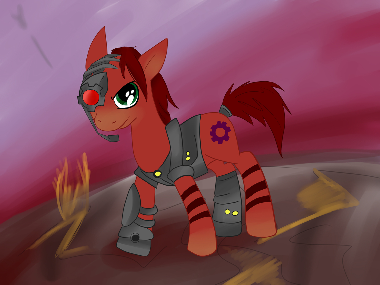 #1316858 - safe, artist:weird--fish, cyborg, original species, pony ...