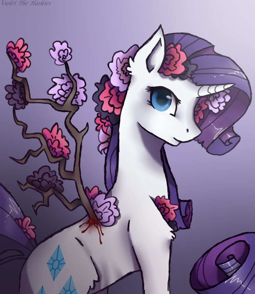#1308087 - grimdark, artist:violetthehaskies, rarity, pony, blood, body ...