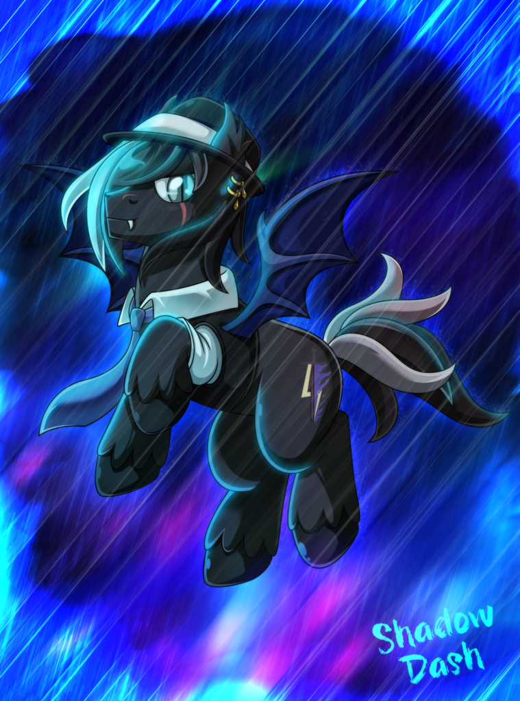 #1322046 - safe, artist:estories, oc, oc only, oc:shadow dash, bat pony, pony, clothes, hat ...