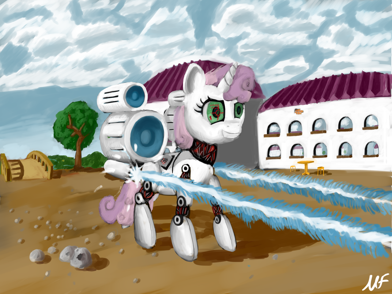 #1326635 - safe, artist:mrfays, sweetie belle, pony, robot, robot pony ...