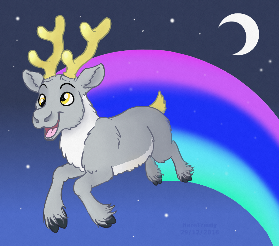 #1328379 - safe, artist:haretrinity, derpy hooves, deer, pegasus, pony ...