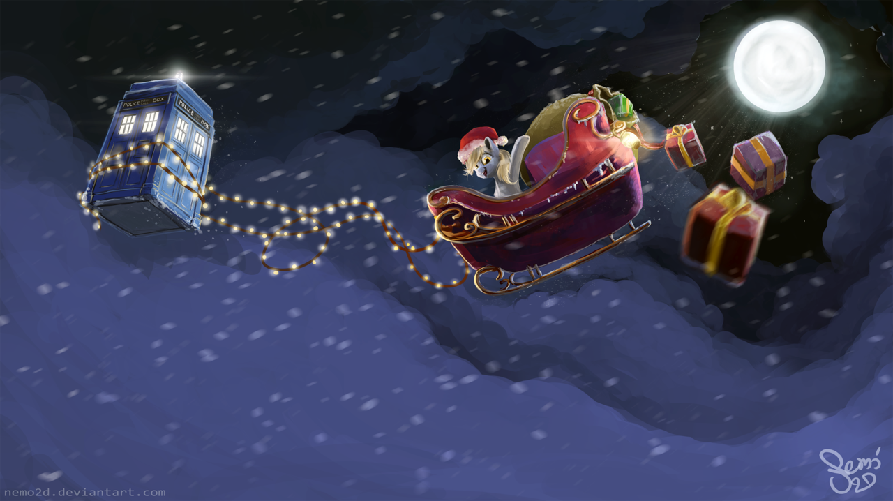 #1329178 - safe, artist:nemo2d, derpy hooves, pegasus, pony, christmas ...