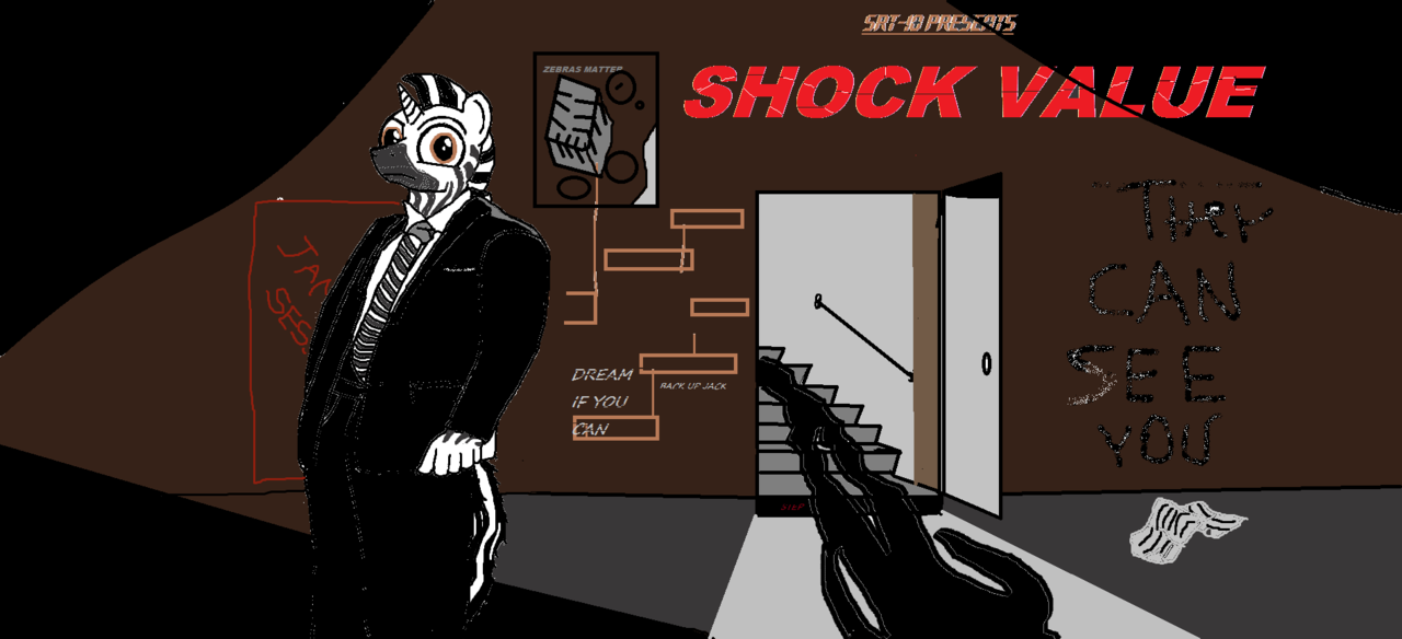 #1310348 - safe, artist:srt10, zebra, anthro, album, album cover, alley ...