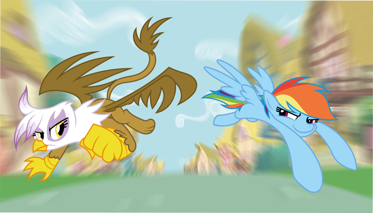 #1084516 - safe, artist:tim015, gilda, rainbow dash, griffon, pegasus, pony, absurd resolution ...