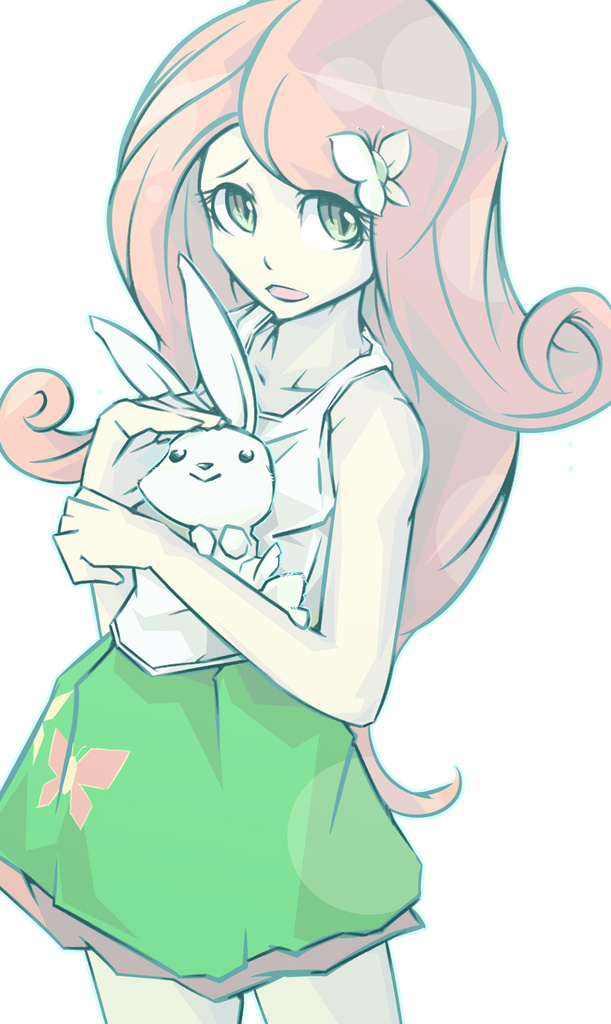 #1085505 - safe, artist:tyuubatu, angel bunny, fluttershy, rabbit ...