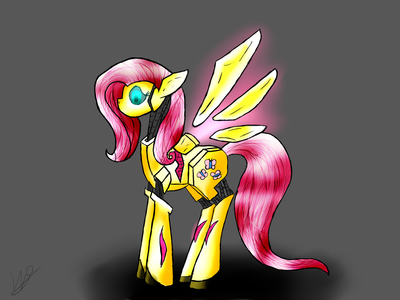 #1086439 - safe, artist:infernal69, fluttershy, pony, robot, robot pony ...