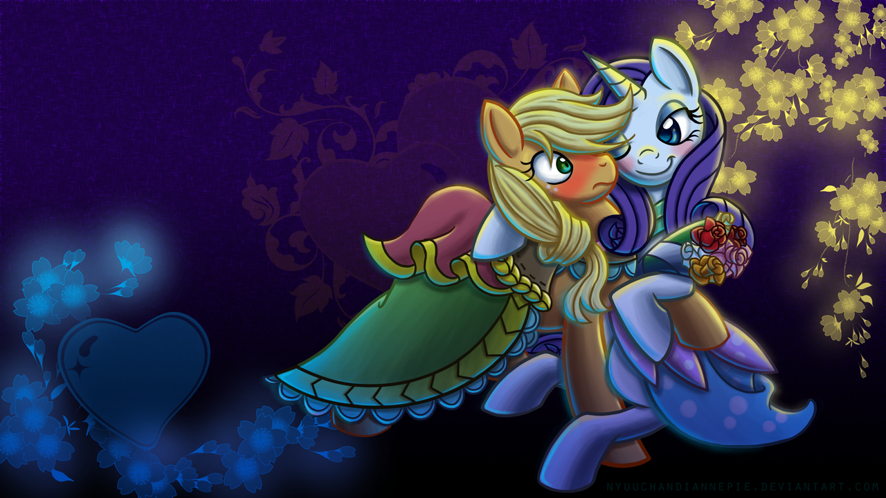 #1089707 - safe, artist:nyuuchandiannepie, applejack, rarity, pony, g4 ...