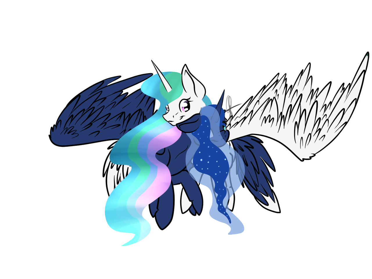 #1089877 - safe, artist:rimmi1357, princess celestia, princess luna ...