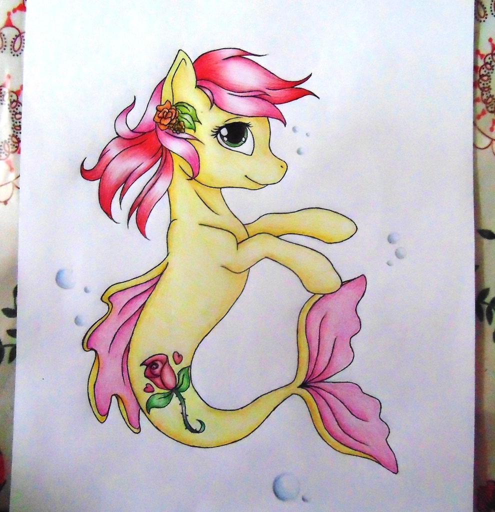 #1090548 - safe, artist:twixyamber, roseluck, hippocampus, merpony ...