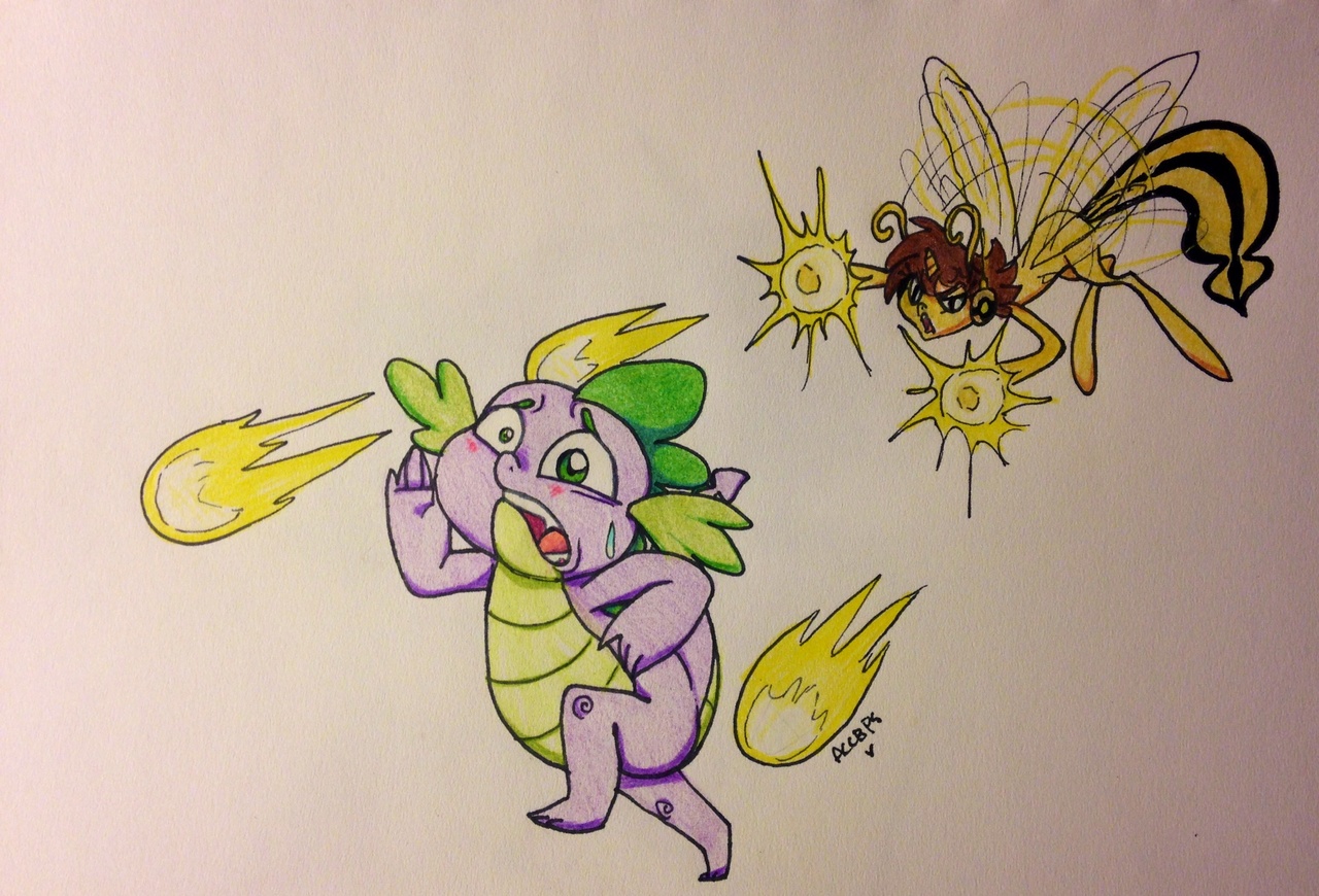 #1094938 - safe, artist:ameliacostanza, spike, breezie, wasp, abuse ...