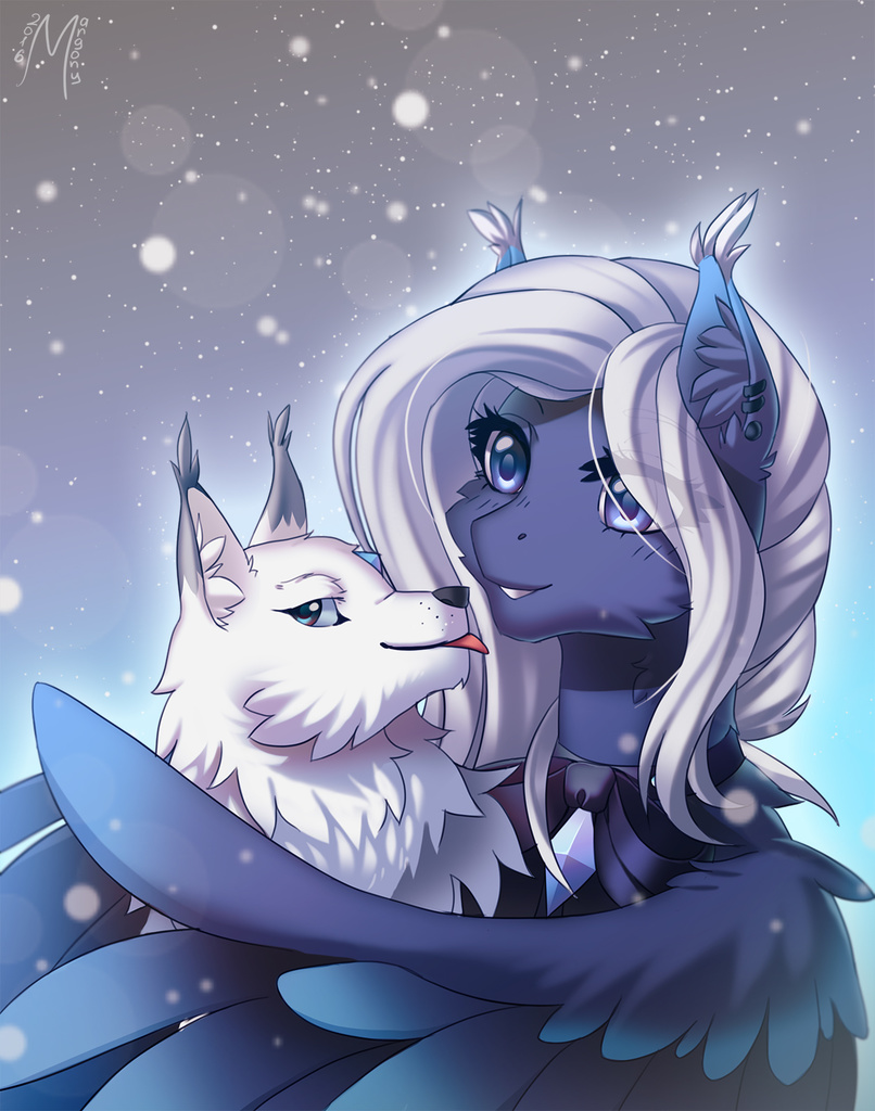 #1079601 - safe, artist:margony, oc, oc only, fox, snow, snowfall ...