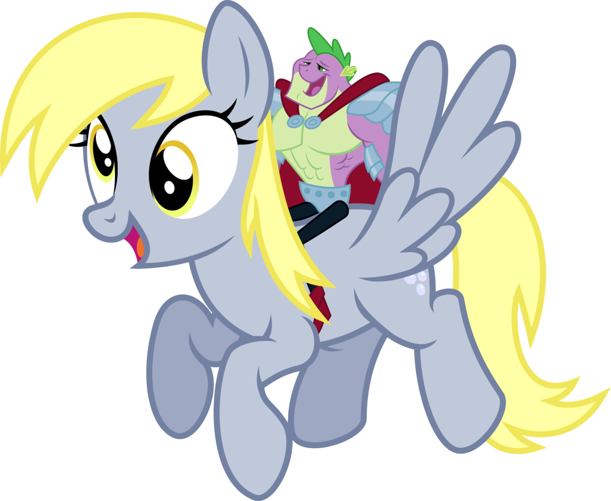 #1099778 - safe, artist:punzil504, derpy hooves, spike, dragon, pegasus ...