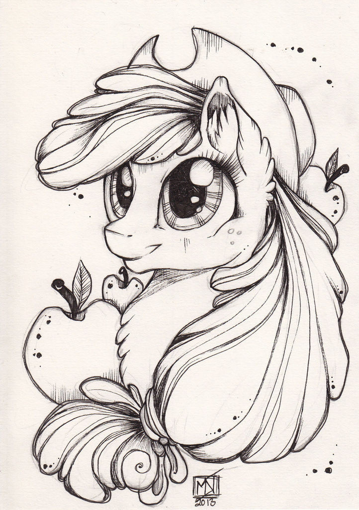 #1107137 - safe, artist:kattvalk, applejack, g4, apple, female ...