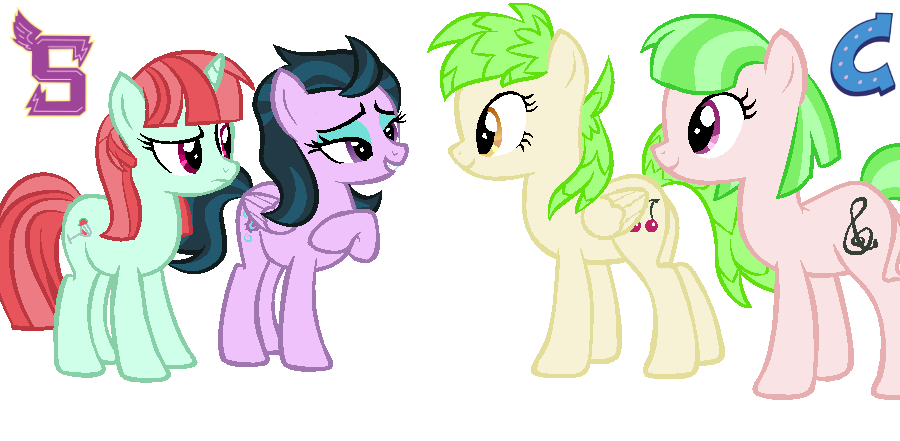 #1110792 - safe, artist:berrypunchrules, cherry crash, drama letter, melon mint, watermelody ...