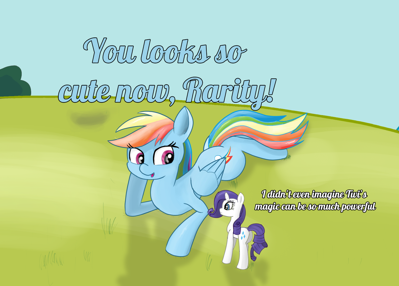 #1100820 - safe, artist:twiren, rainbow dash, rarity, engrish, micro ...