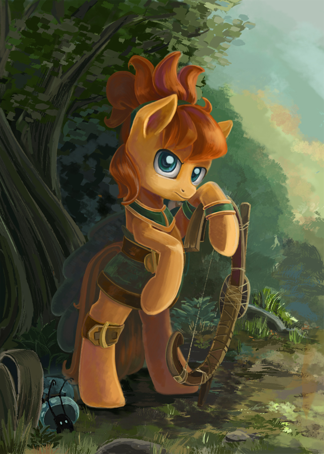 #1116376 - safe, artist:maytee, pony, bipedal, bow (weapon), cra, dofus ...