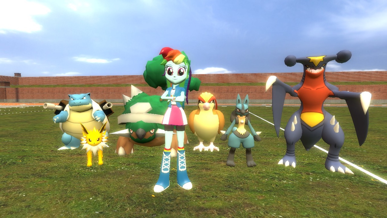 #1117774 - 3d, artist:mk513, blastoise, equestria girls, garchomp, gmod ...