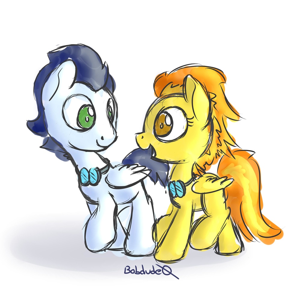 #1105562 - safe, artist:bobdude0, soarin', spitfire, pony, g4, cute ...