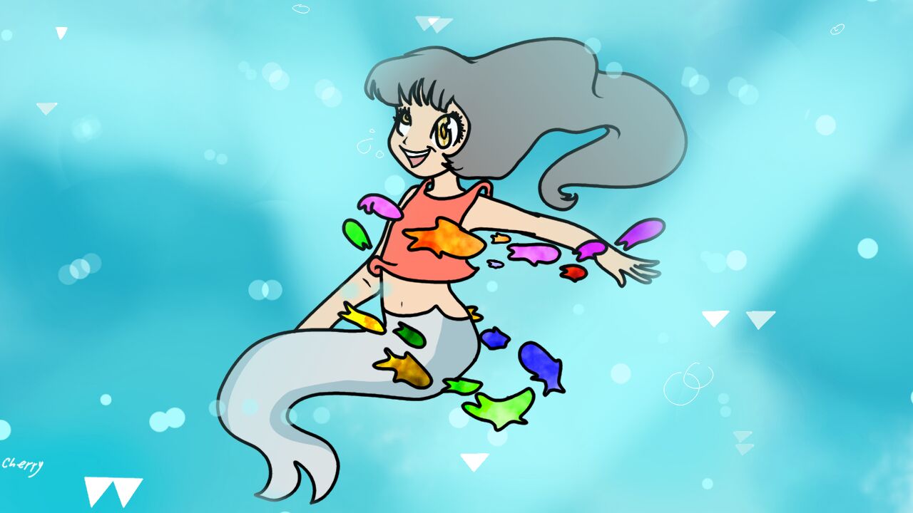 #1134860 - safe, artist:cherry, oc, oc only, oc:buoy belle, mermaid ...