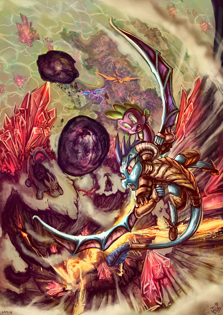 #1136692 - safe, artist:jowyb, princess ember, prominence, spike ...