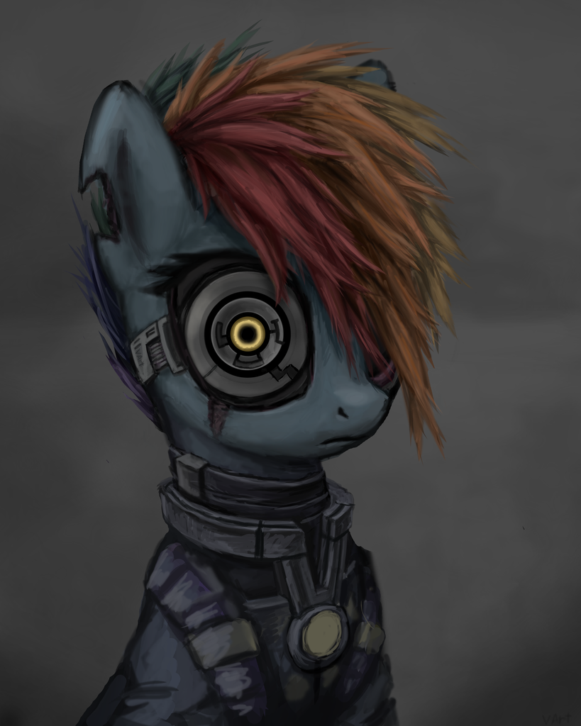 1123484 Safe Artist Inowiseei Rainbow Dash Cyborg Absurd