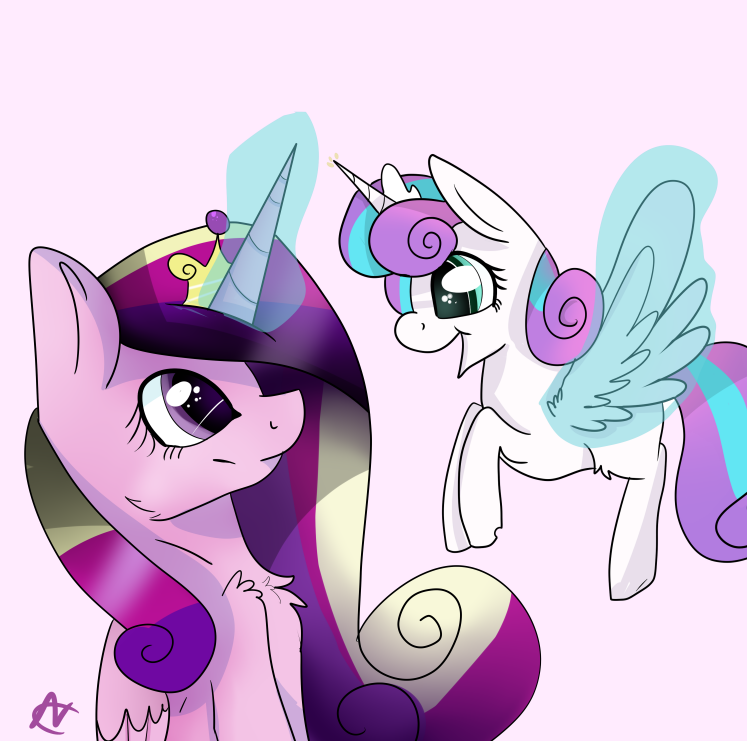 #1123526 - safe, artist:cartoonivia, princess cadance, princess flurry ...