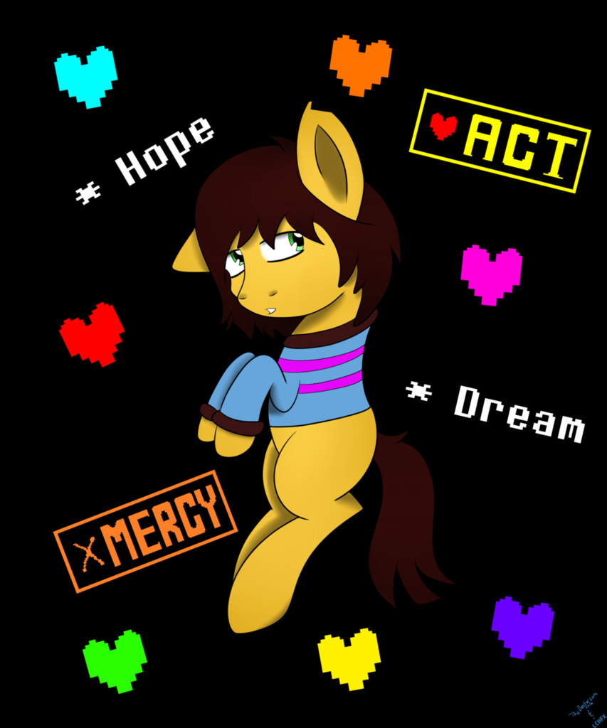 #1124026 - safe, artist:theartistsora, crossover, frisk, ponified ...