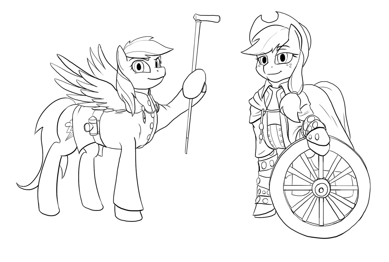 #1124101 - safe, artist:mistermech, applejack, rainbow dash, g4 ...