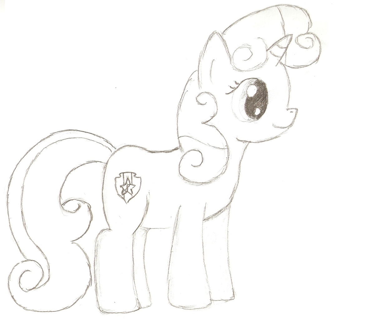 #1152843 - safe, artist:darelith, sweetie belle, g4, cutie mark, female, monochrome, pencil ...