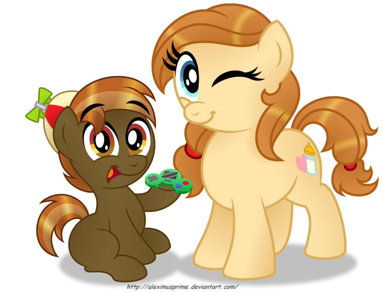 #1156343 - safe, artist:aleximusprime, button mash, oc, oc:cream heart, earth pony, pony, g4 ...