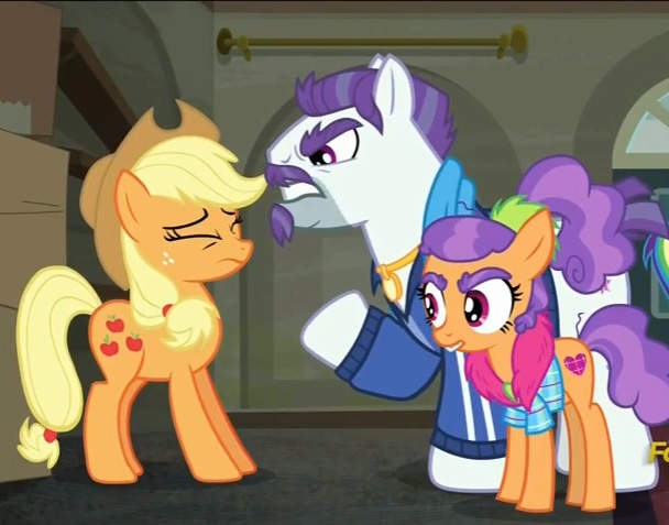 #1159556 - safe, screencap, applejack, mr. stripes, plaid stripes ...