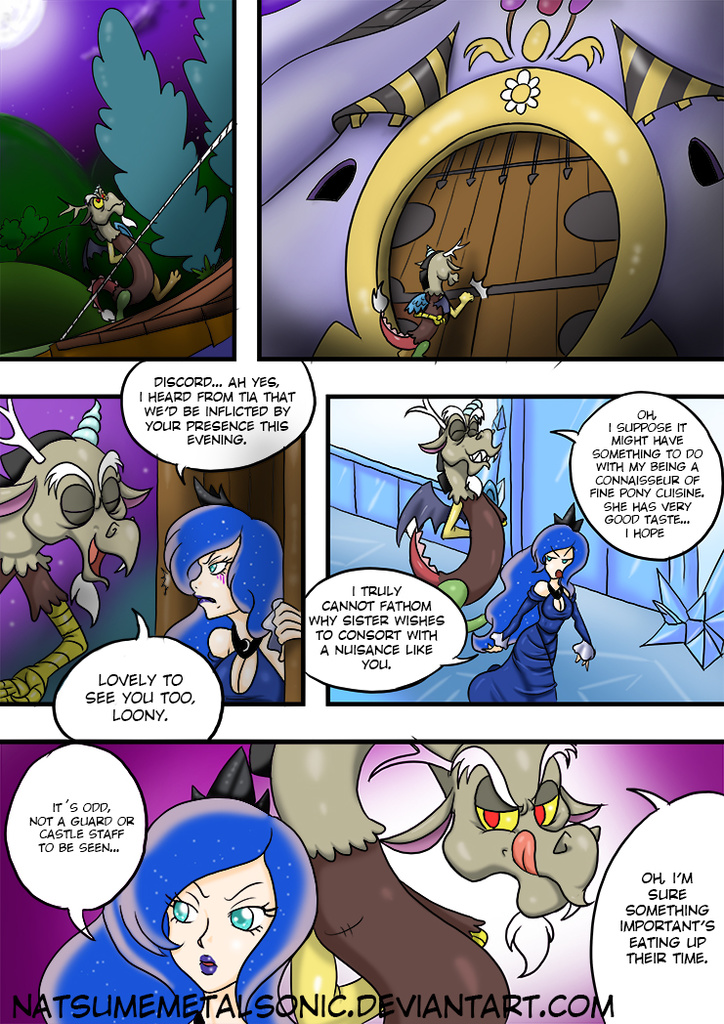 1159559 Safe Artistnatsumemetalsonic Discord Princess Luna Draconequus Human Comic