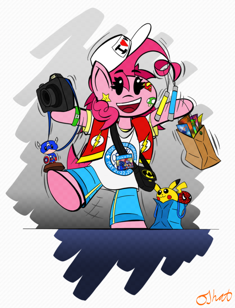 #1161830 - safe, artist:ojhat, pinkie pie, pikachu, pony, g4, 1-up ...