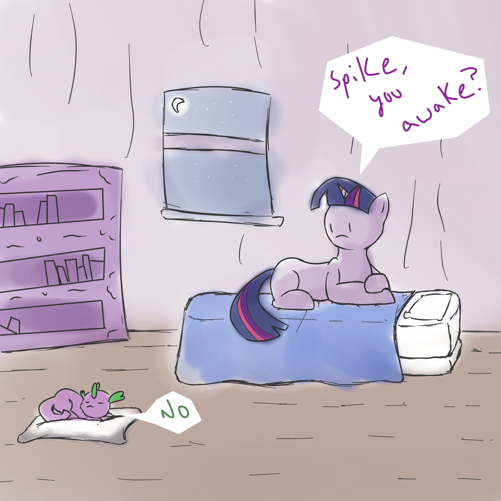 #1148058 - safe, artist:slowter1134, spike, twilight sparkle, bed ...