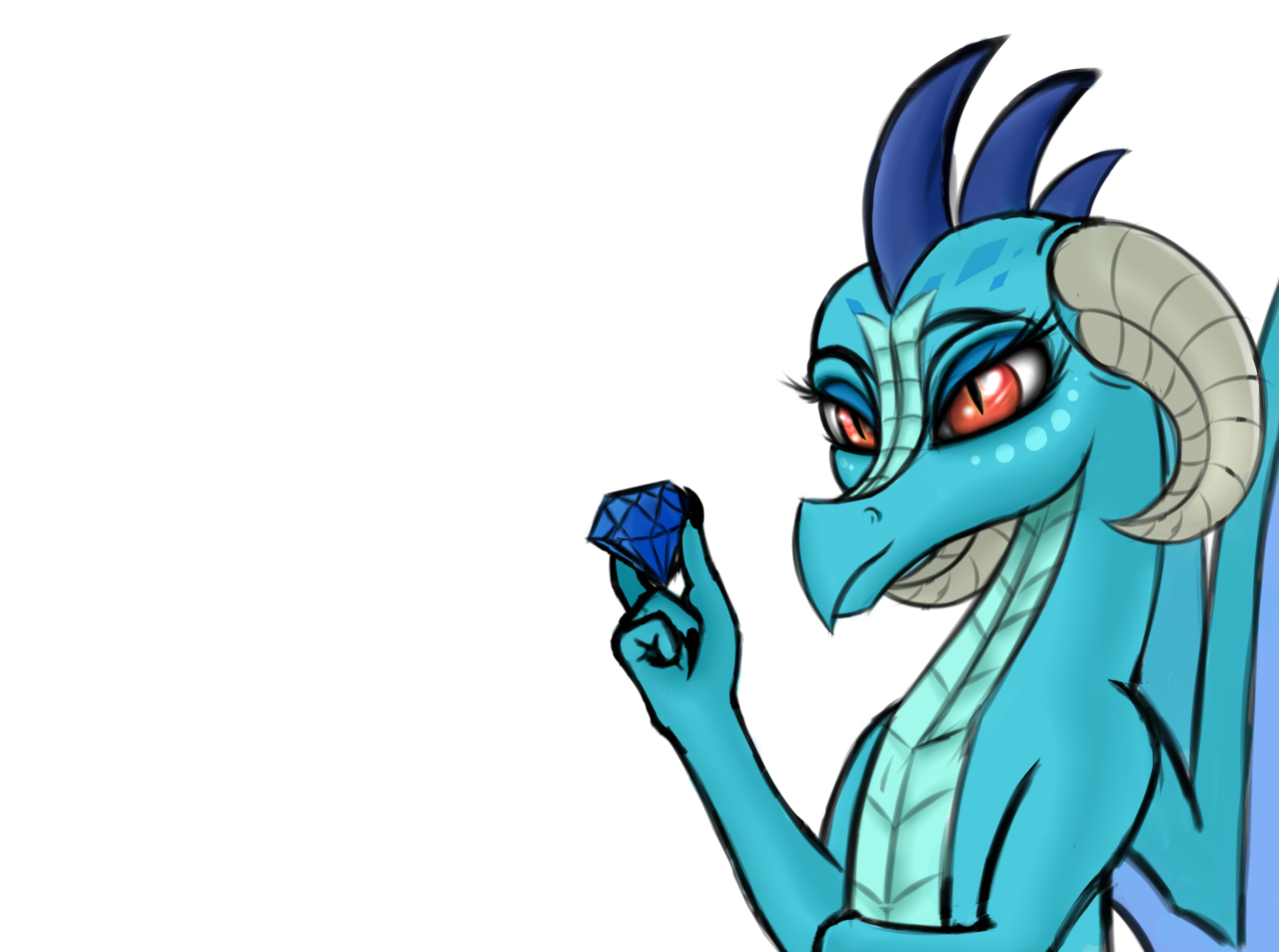 #1148959 - safe, artist:vinaramic, princess ember, dragon, female, gem ...