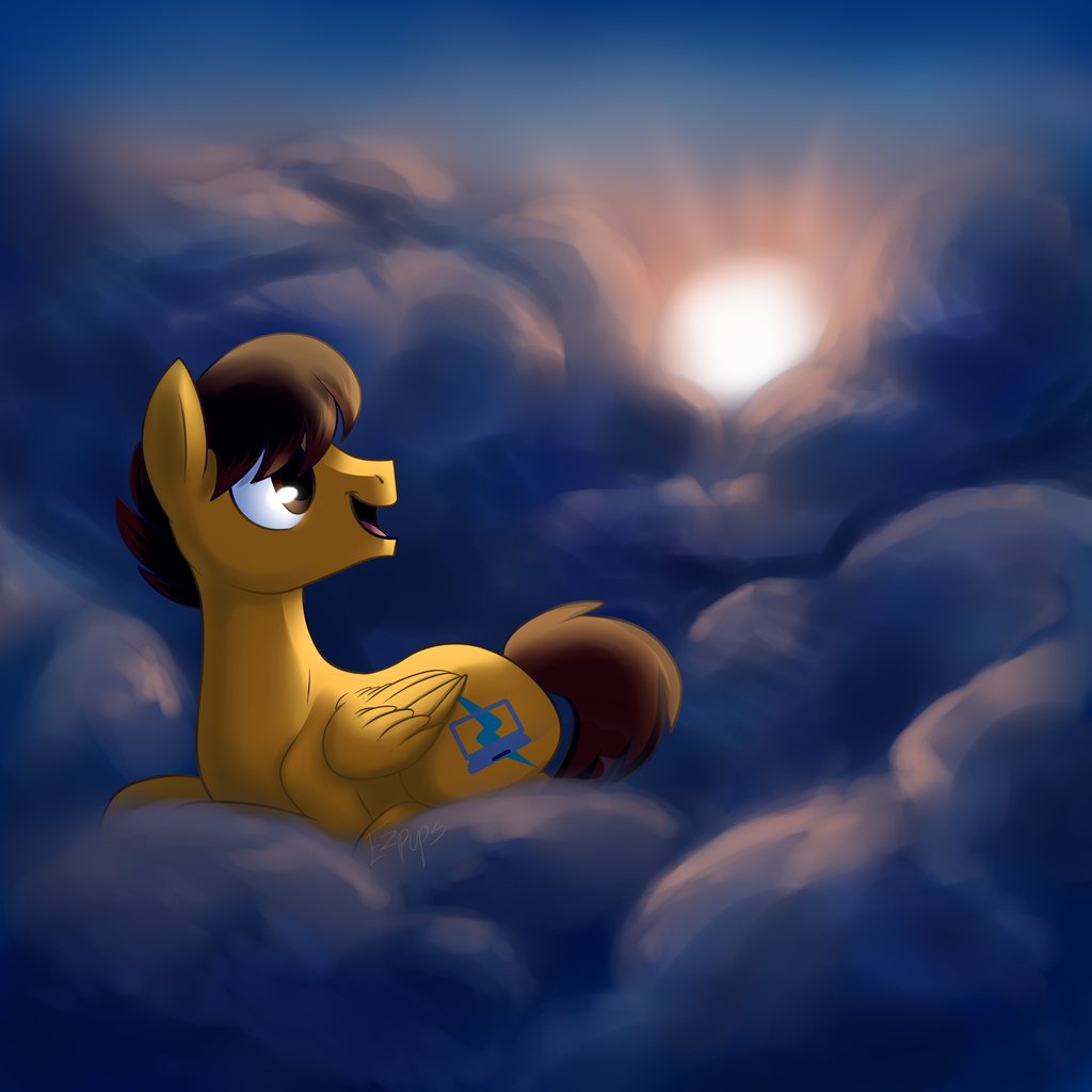 #1174862 - safe, artist:saber-panda, oc, oc only, cloud, prone, solo ...