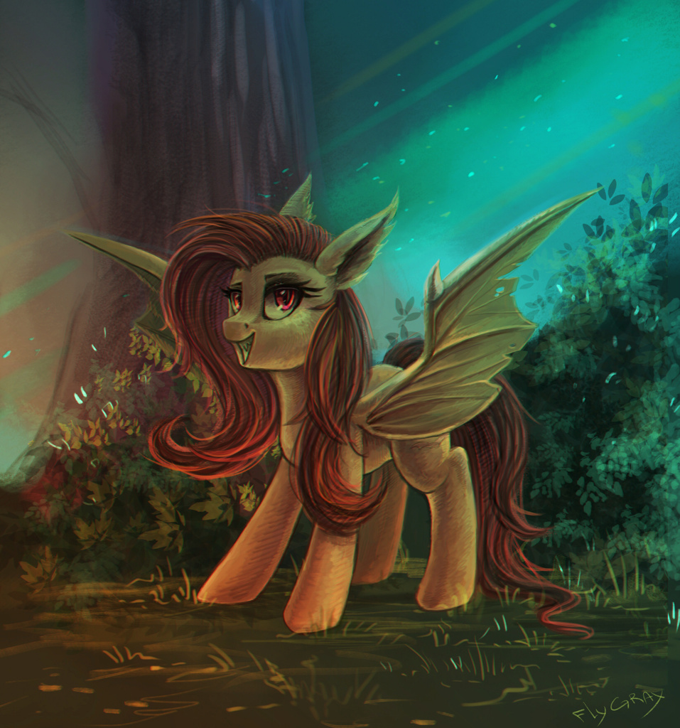 #1176730 - safe, artist:fly-gray, fluttershy, bat pony, pony, female ...