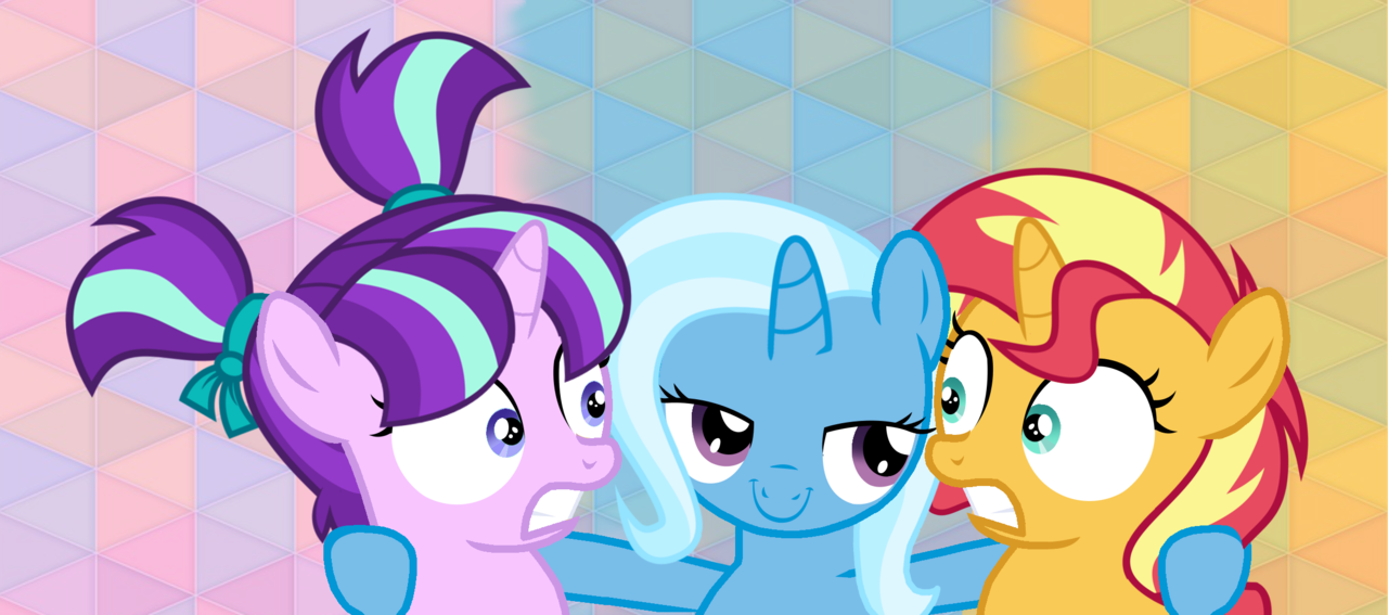 #1184744 - safe, artist:alberbrony, starlight glimmer, sunset shimmer, trixie, pony, unicorn, g4 ...