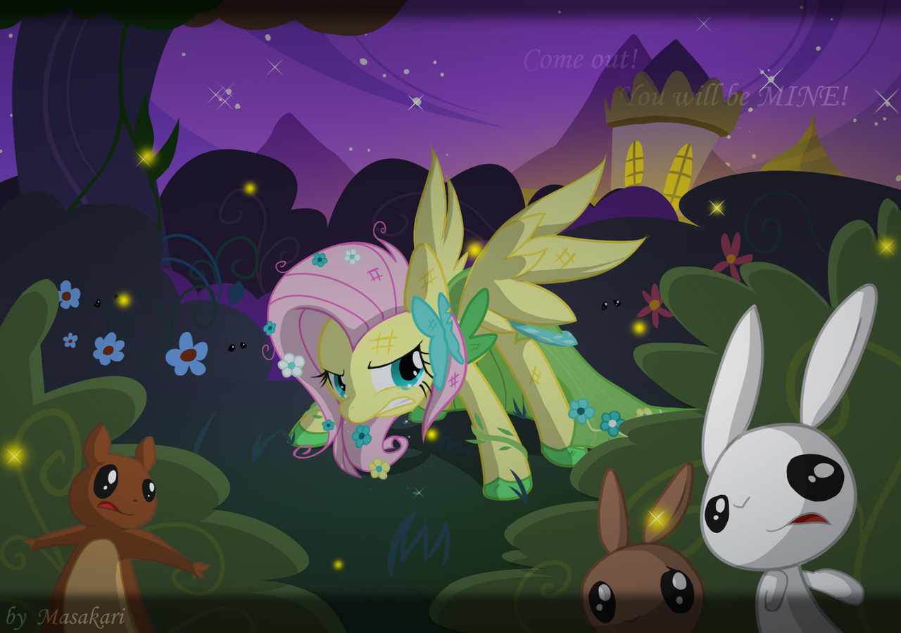#1191191 - safe, artist:mahsira, fluttershy, rabbit, squirrel, g4, my ...