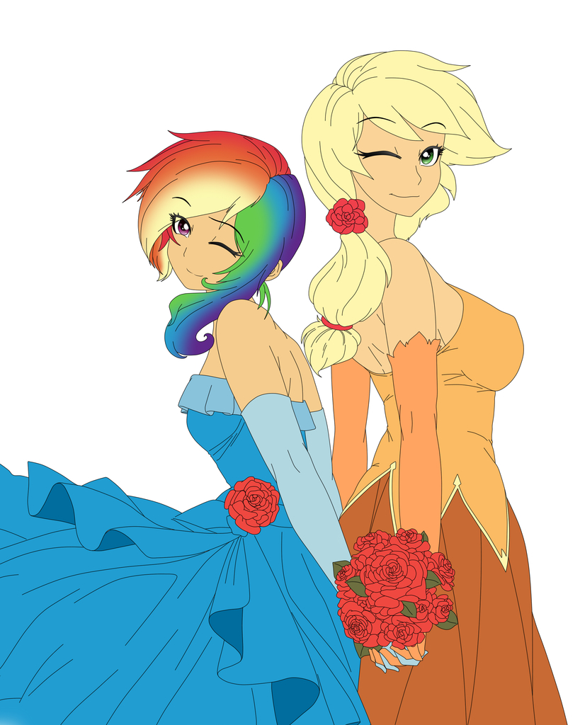 1197251 Safe Artist Magico Enma Applejack Rainbow Dash Human G4
