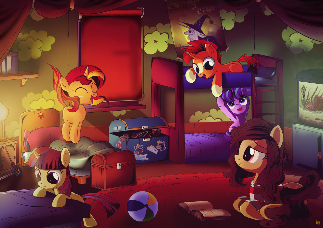 #1197473 - safe, artist:ruhisu, moondancer, smarty pants, starlight ...